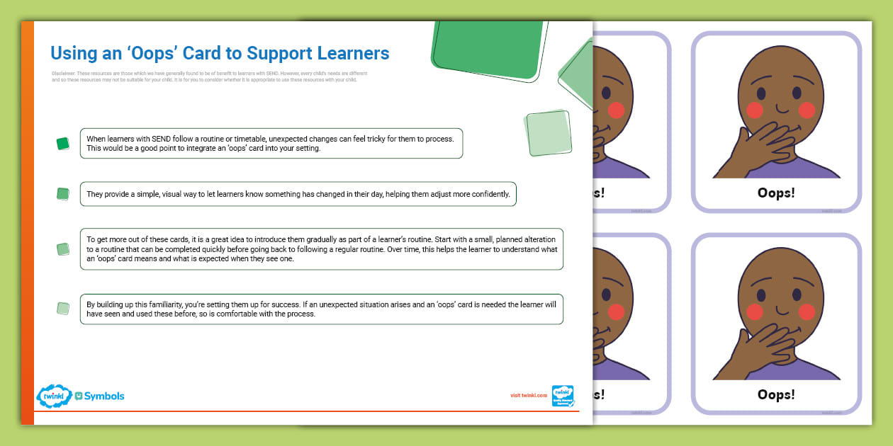 Twinkl Symbols: Oops Card for Visual Timetables - Twinkl