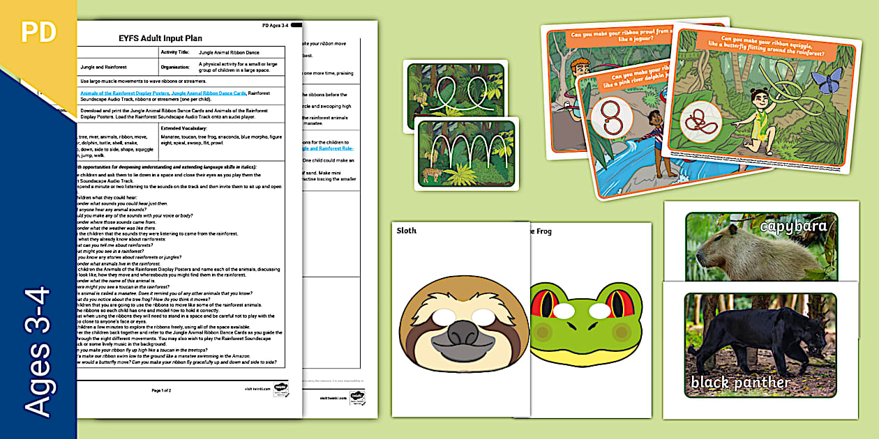 EYFS Jungle Animal Ribbon Dance Adult Input Plan & Resources