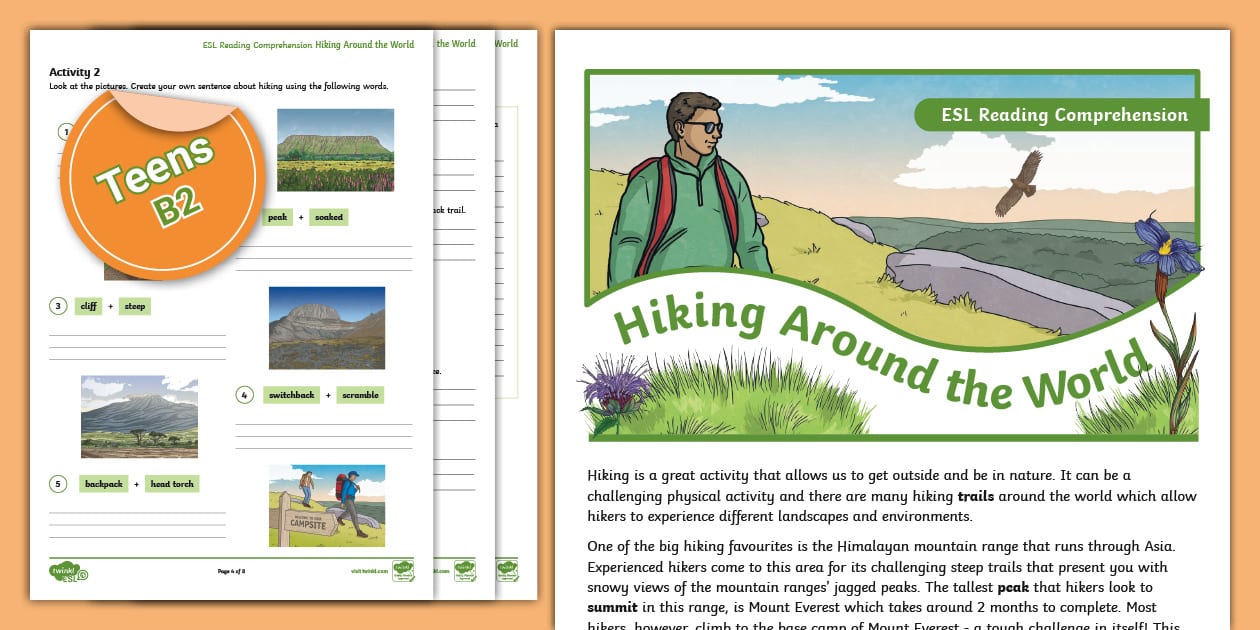 ESL Hiking Around the World Reading (teacher made) - Twinkl