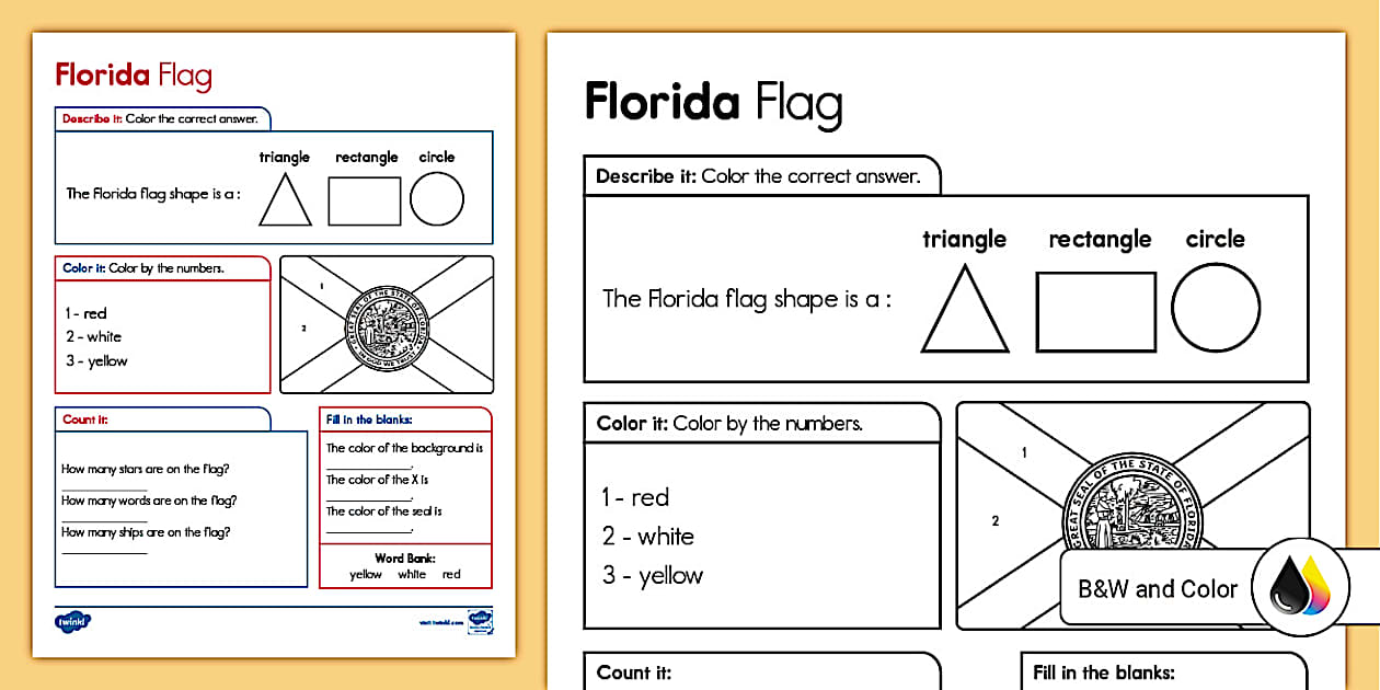 Florida Flag Investigation Worksheet (teacher made) - Twinkl