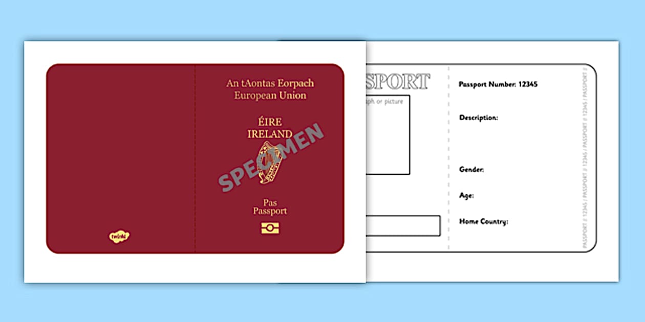 Irish Passport Template (teacher made) - Twinkl