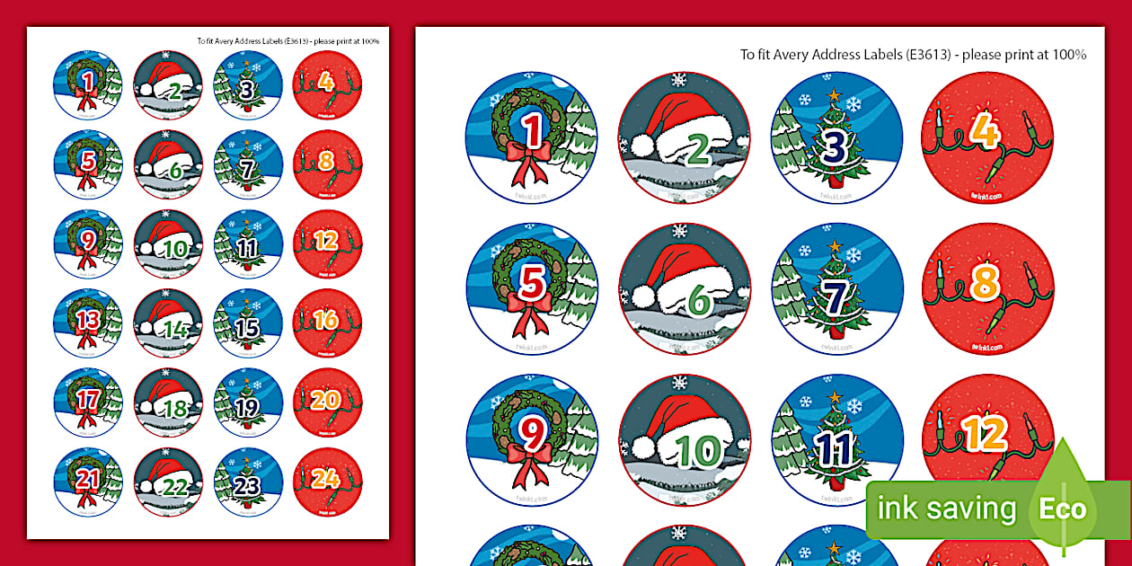 Advent Calendar Number Stickers (Teacher-Made) - Twinkl