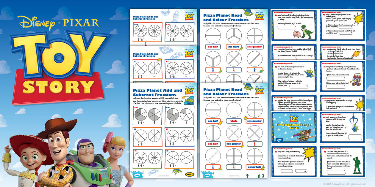 👉 Toy Story: Fractions Activity Pack