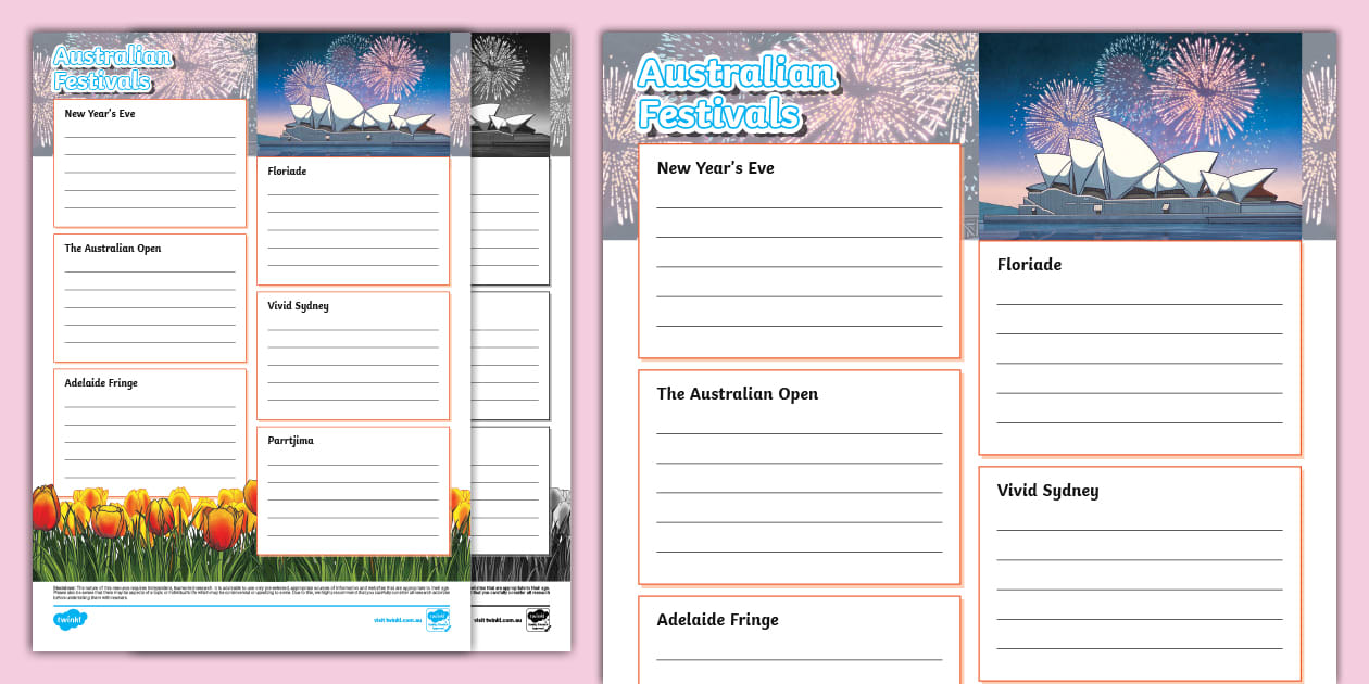 Australian Festivals Fact File Template (teacher made)