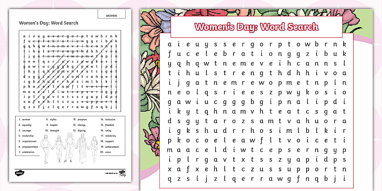 Women's Day - Word Search (teacher made) - Twinkl