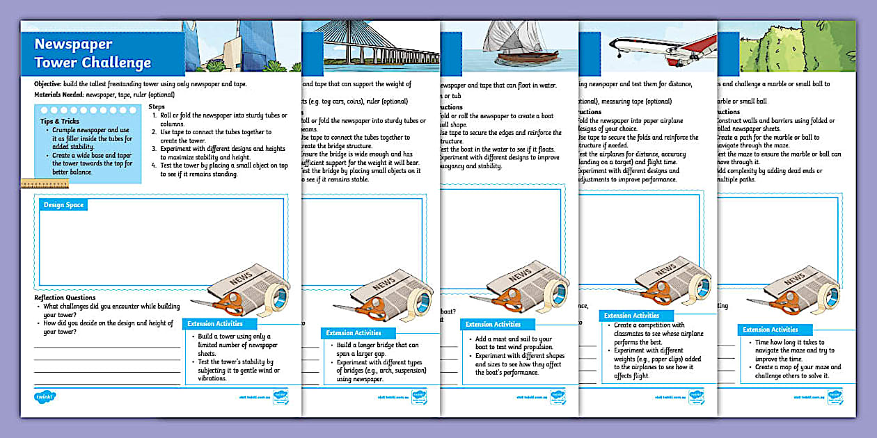 5 STEM Challenges with Newspaper