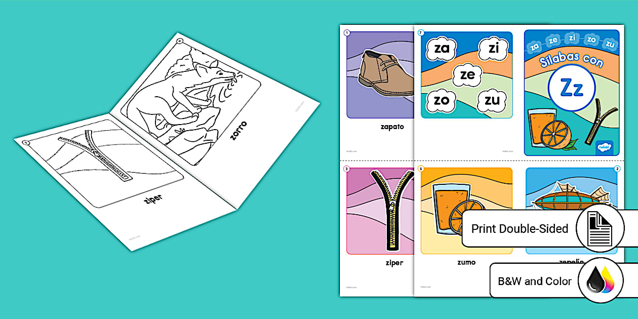 Libros fonéticos - Sílabas con Zz (teacher made) - Twinkl