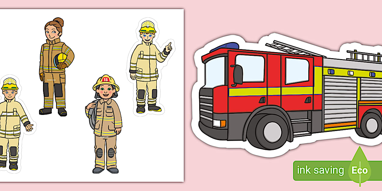 Five Little Firefighters Counting Song Cut-Outs - Twinkl