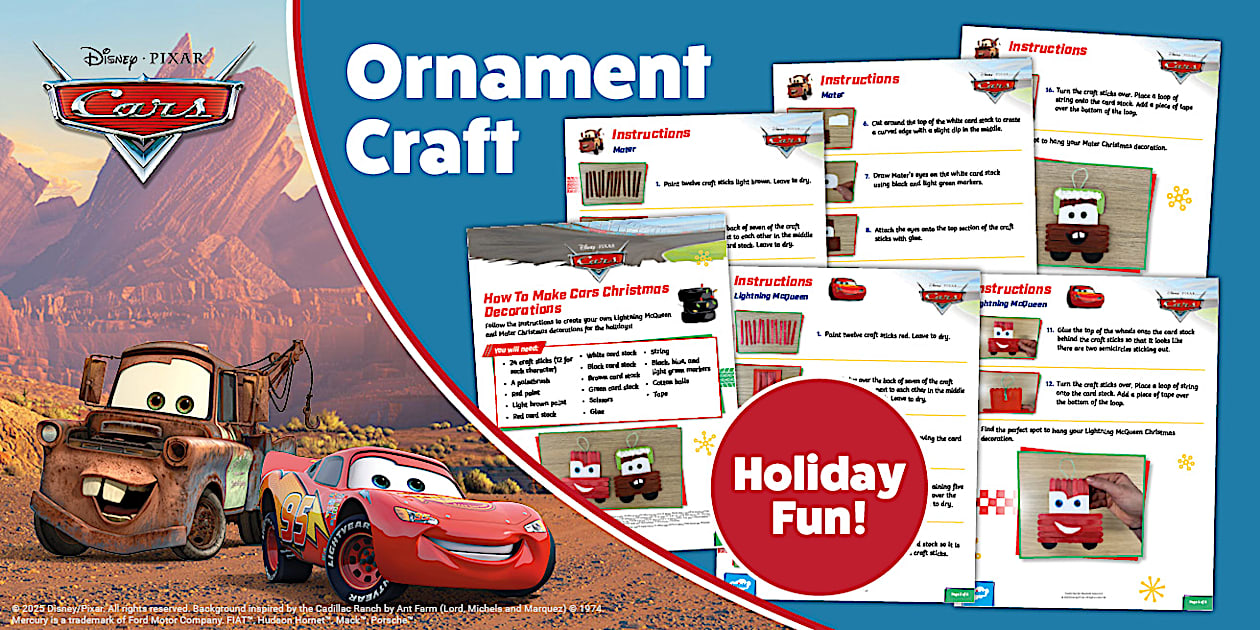 Cars: Holiday Ornament Craft Instructions