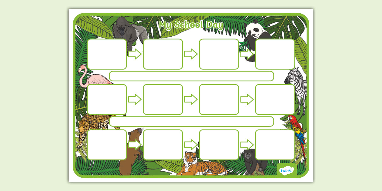 Animal Themed Individual Visual Timetable Template - Twinkl
