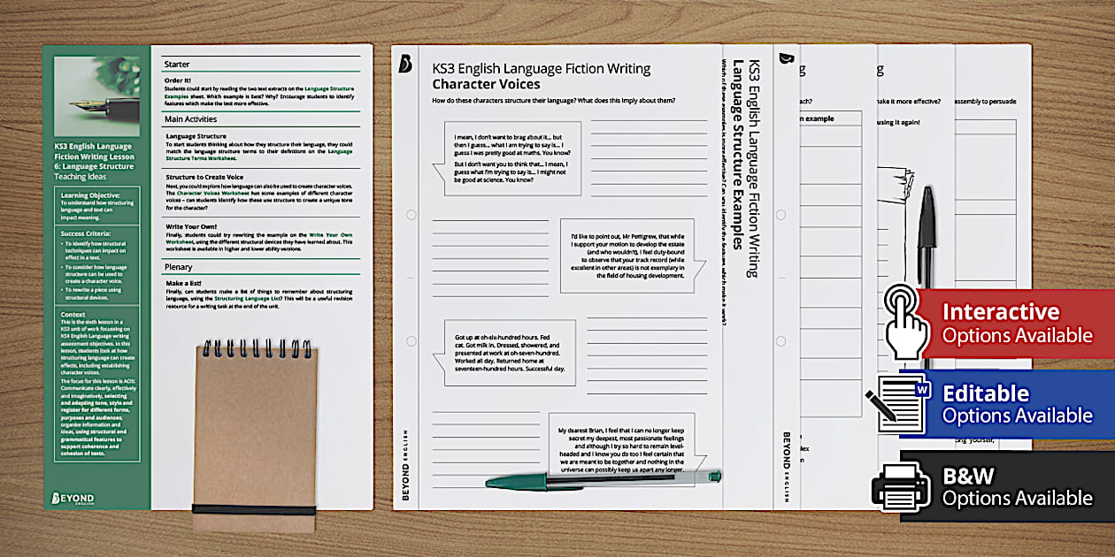KS3 English Language Fiction Writing Lesson 6: Language Structure