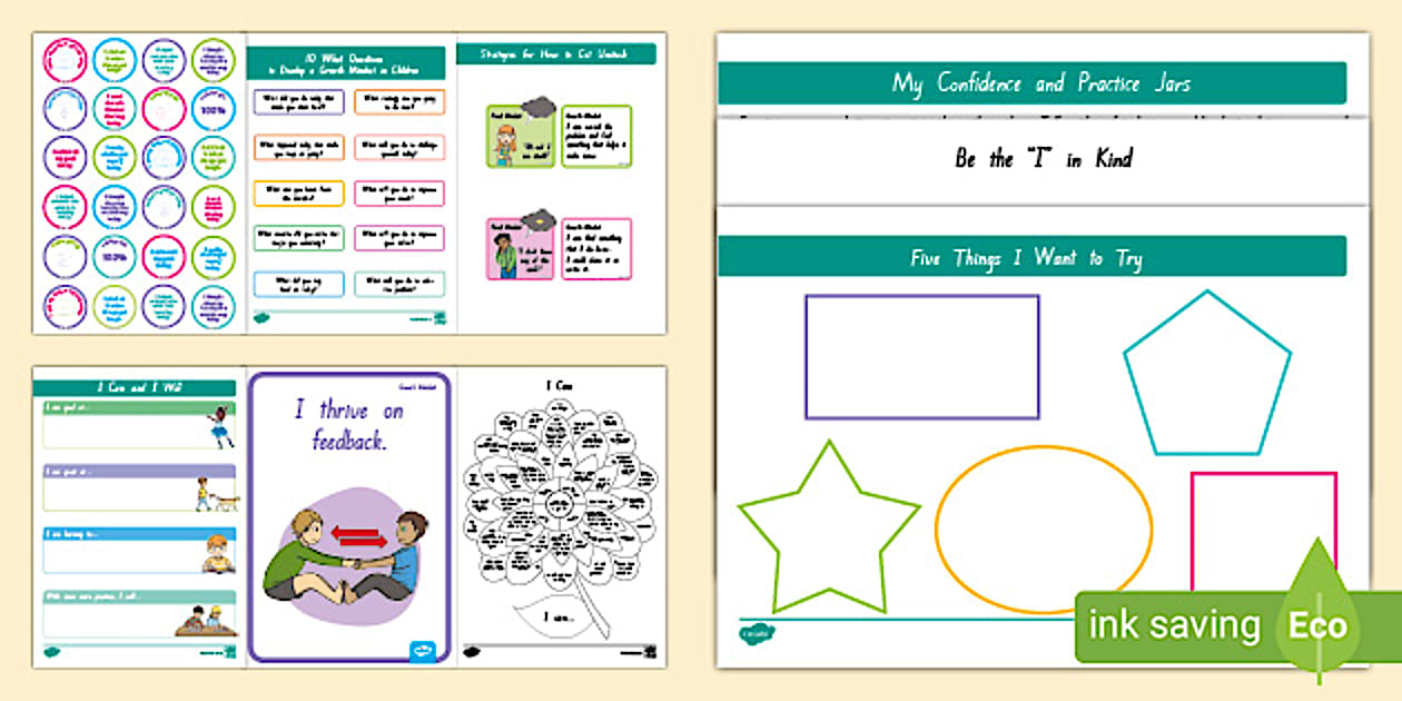 Wellbeing Journal Inserts - Having a Growth Mindset - Twinkl