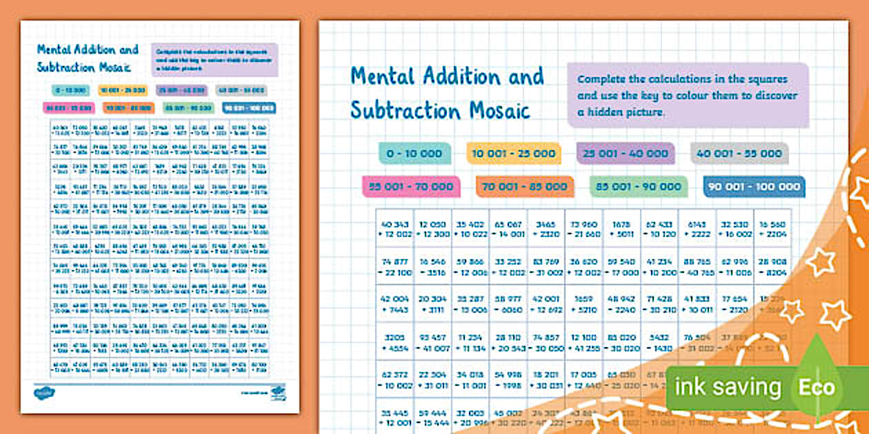 👉 Mental Addition and Subtraction Mosaic (Ages 9 - 10)