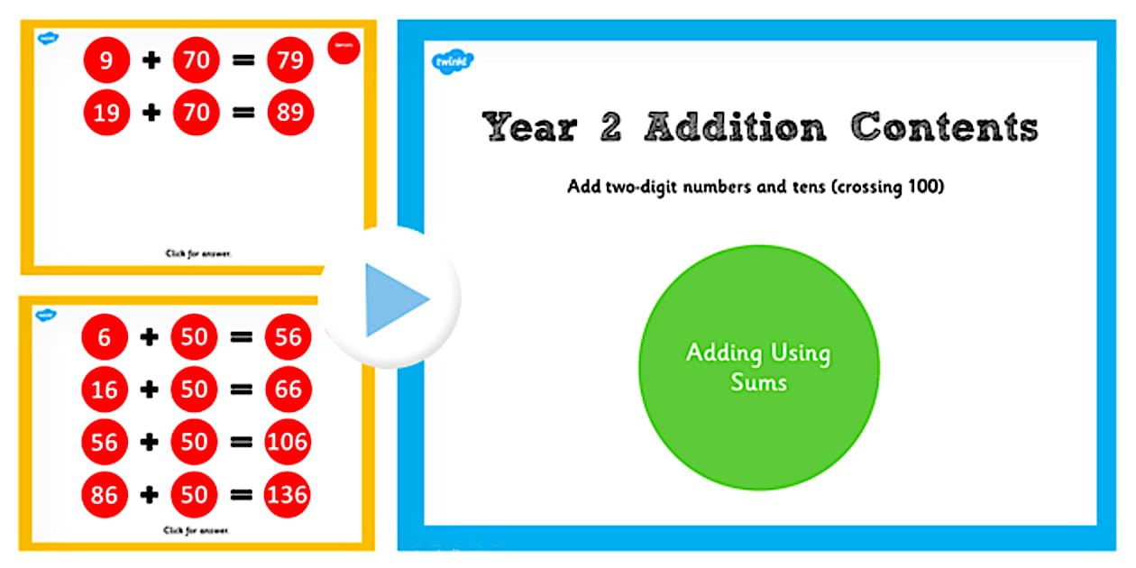 Year 2 Adding 2 Digit Numbers and Tens Crossing 100 With Same 10s