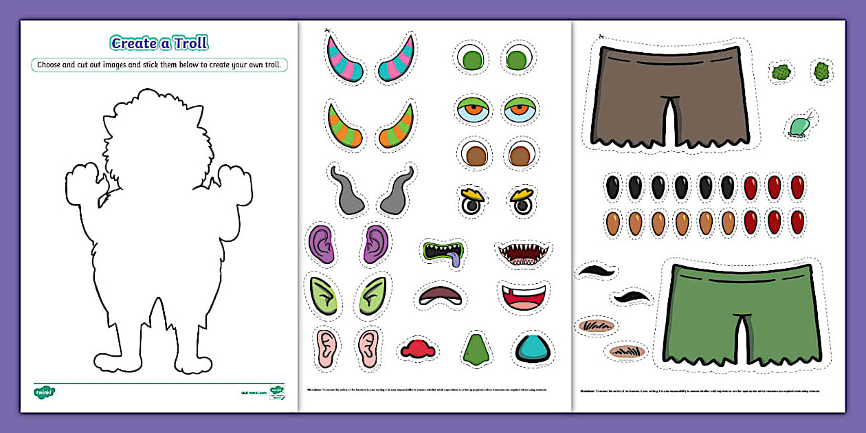 Create a Troll Cut and Stick Activity - Twinkl - KS1