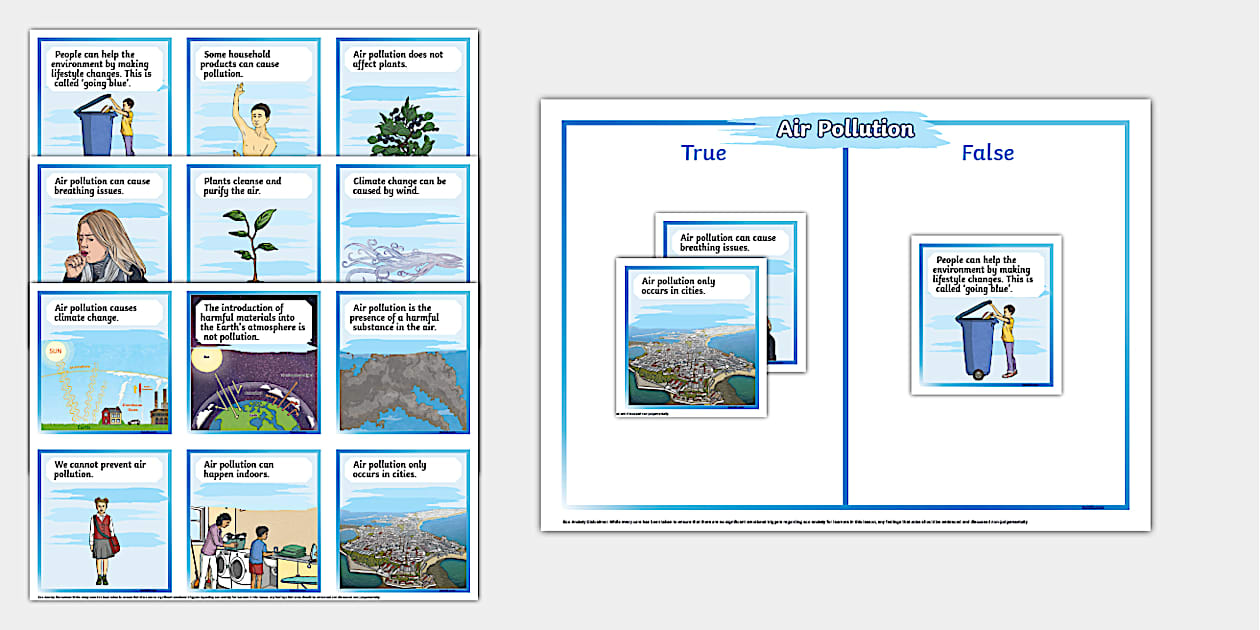 KS2 Air Pollution True or False Sorting Cards (teacher made)