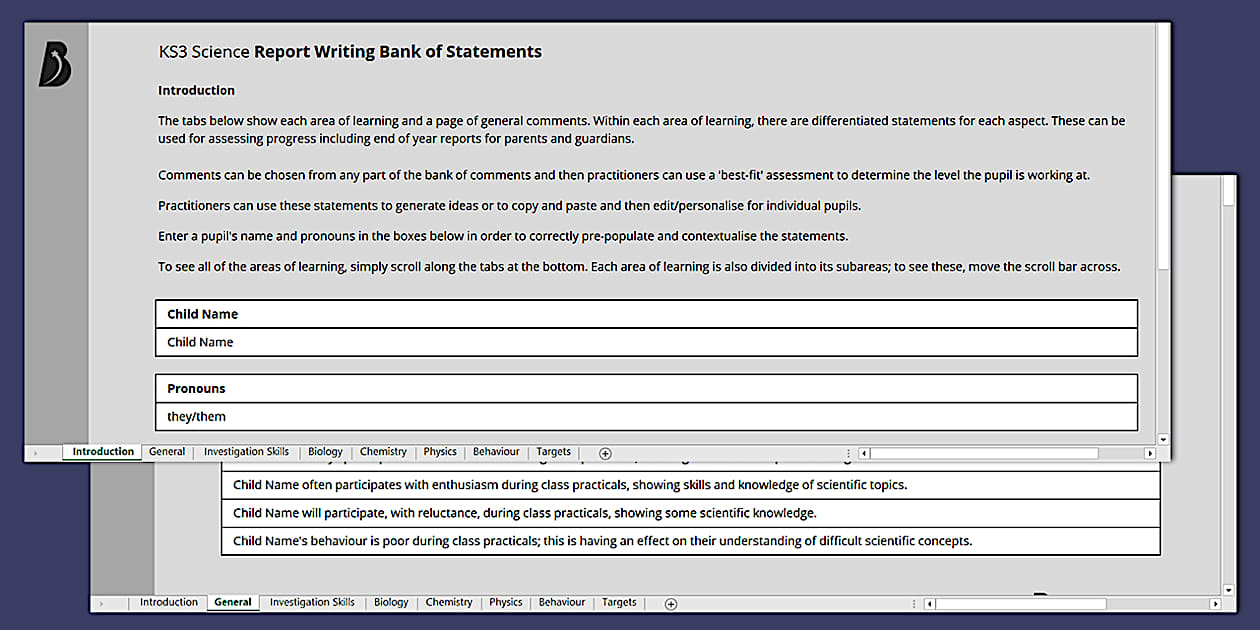Science Report Card Comments | Report Writing | Twinkl
