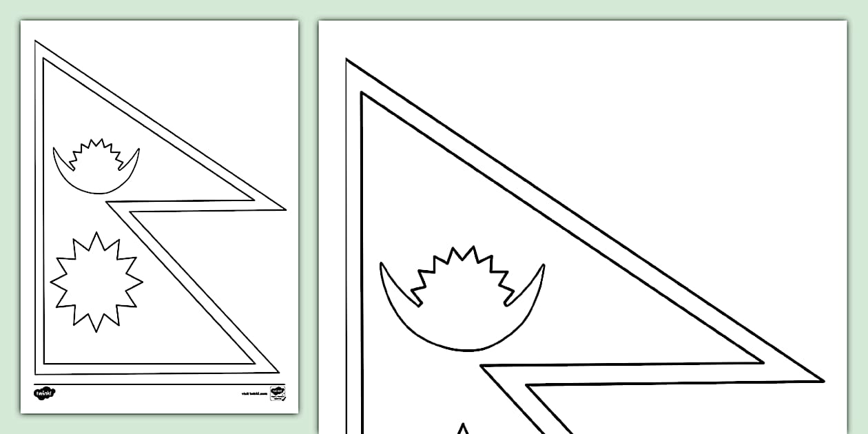 Nepal Flag Colouring - Geography (teacher made) - Twinkl