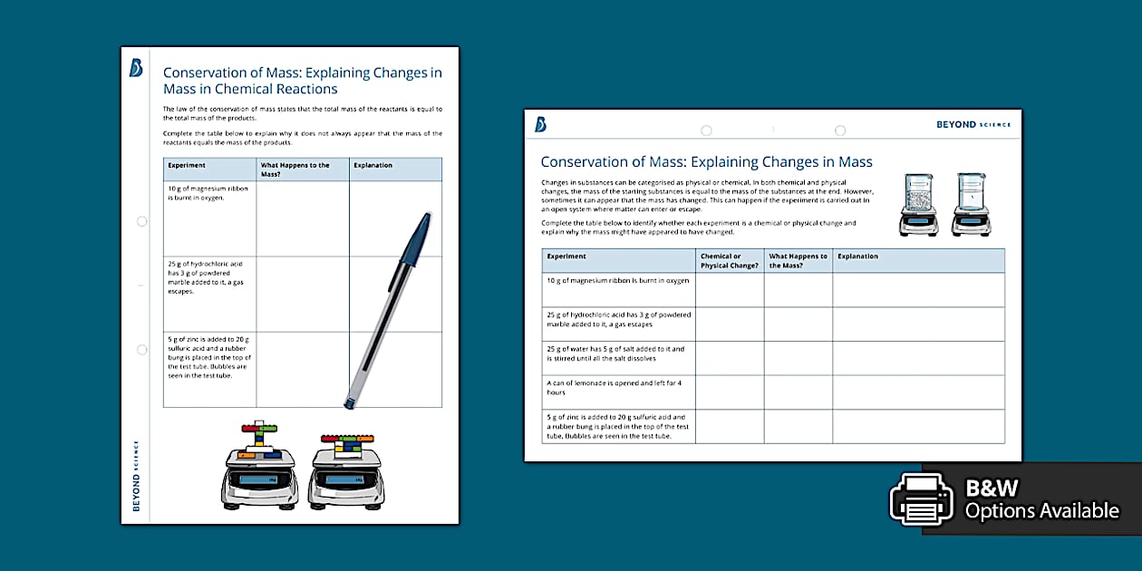 Conservation of Mass KS3 Worksheet | Science | Beyond