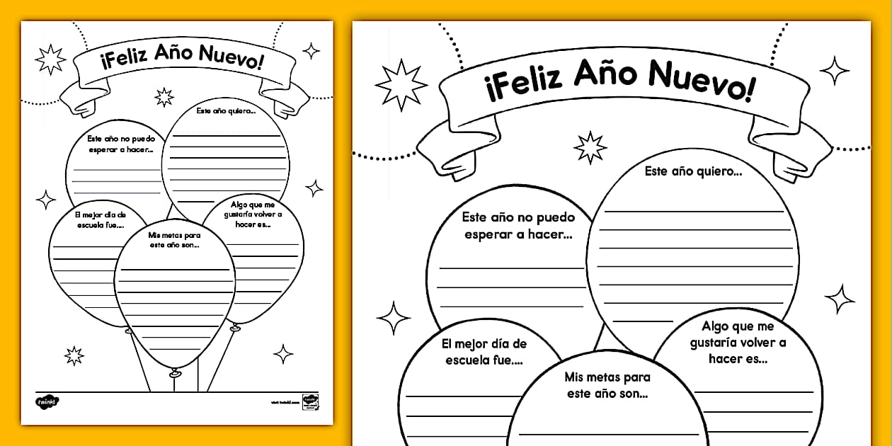 Actividad de escritura: ¡Feliz Año Nuevo! - Twinkl