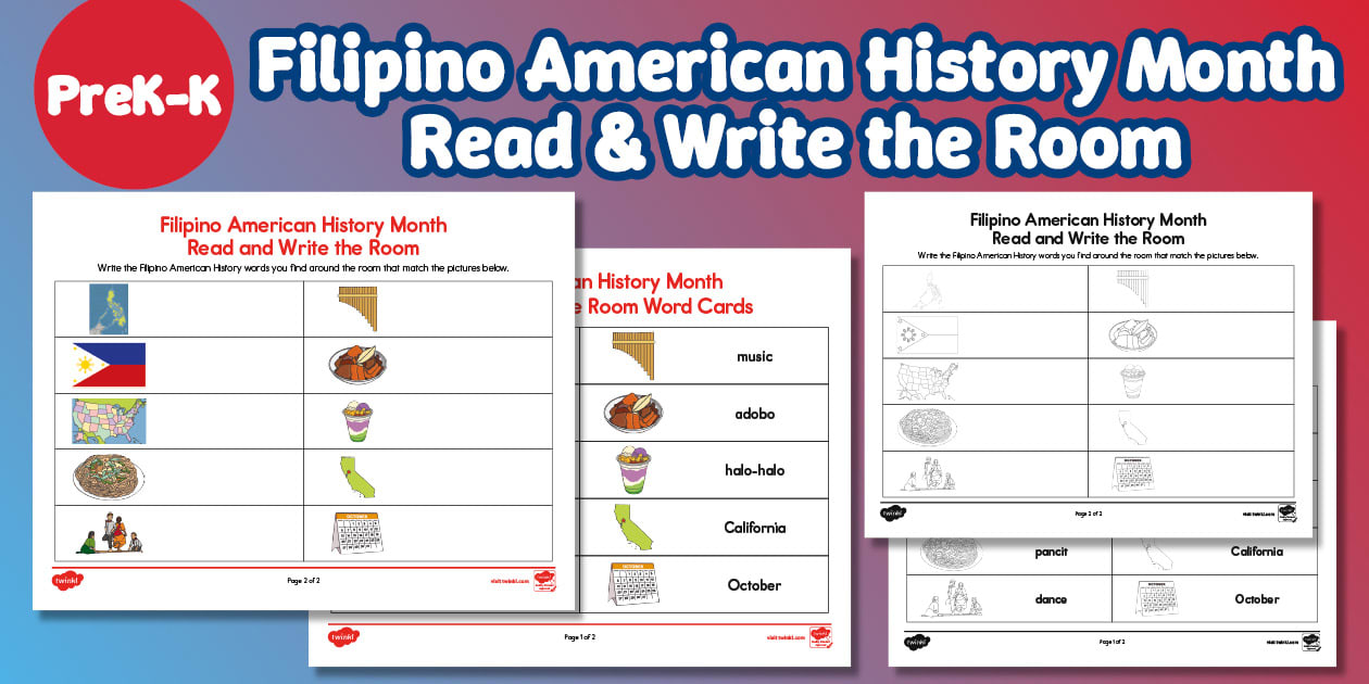 Filipino American History Month Read and Write the Room