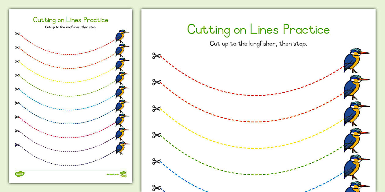 Preschool: Cutting on Curves- Upward (teacher made) - Twinkl