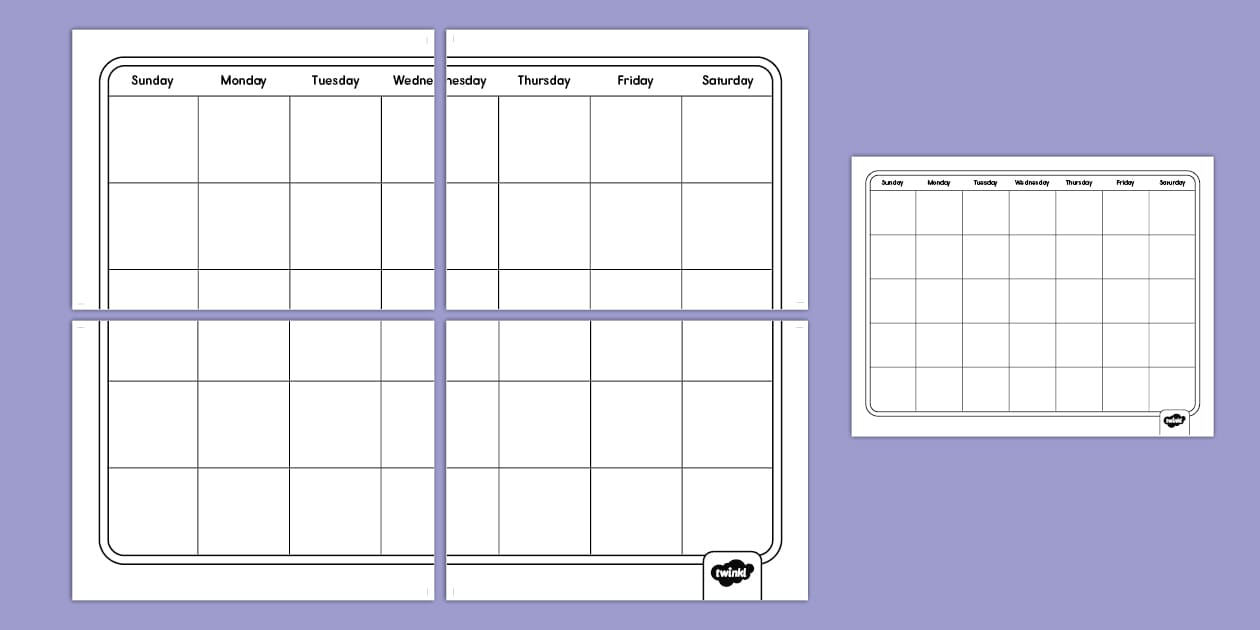 Extra Large Calendar Template (teacher made) - Twinkl