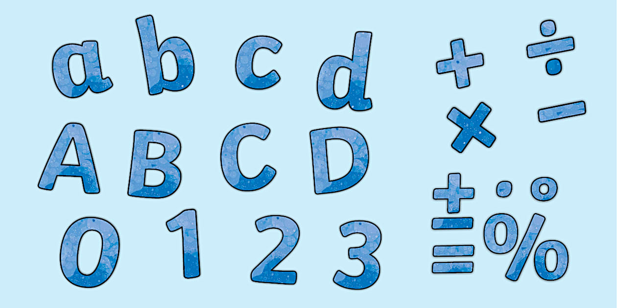 👉 Blue Glitter Themed Display Lettering - (teacher made)