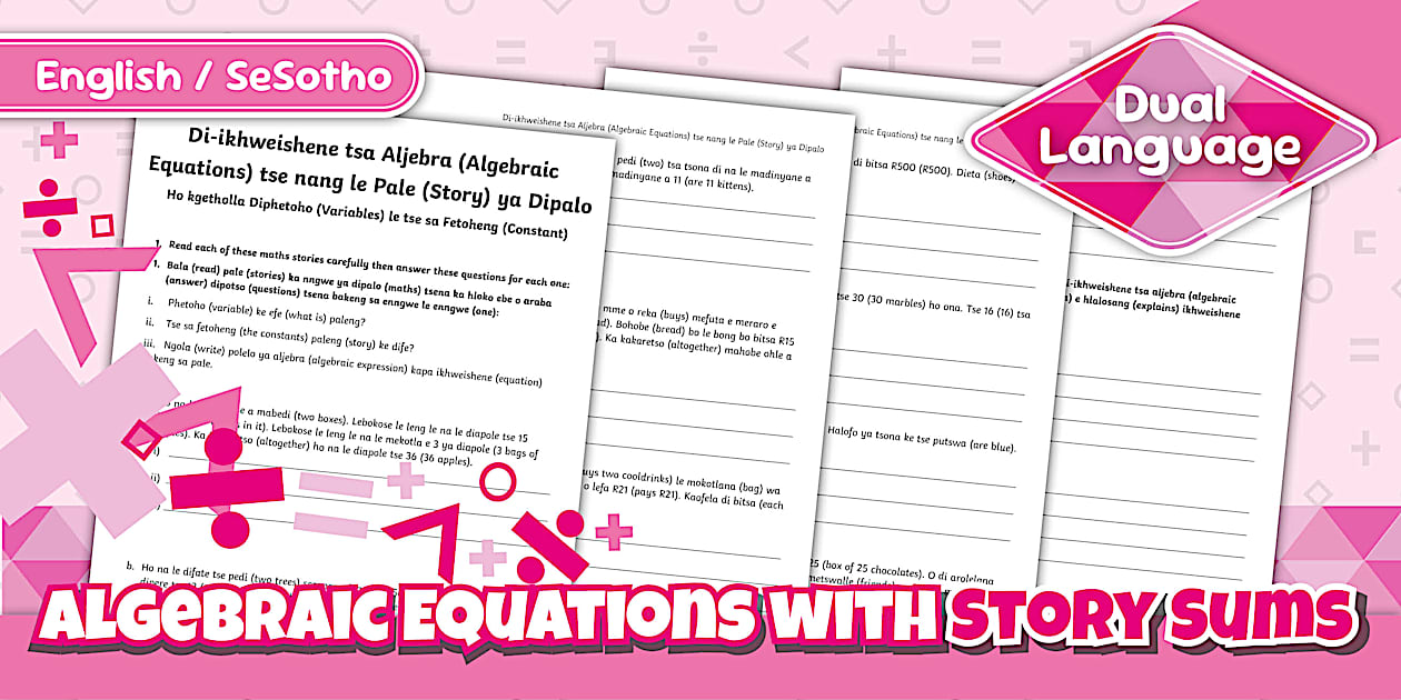 Algebraic Equations – Identifying Variables and Constants
