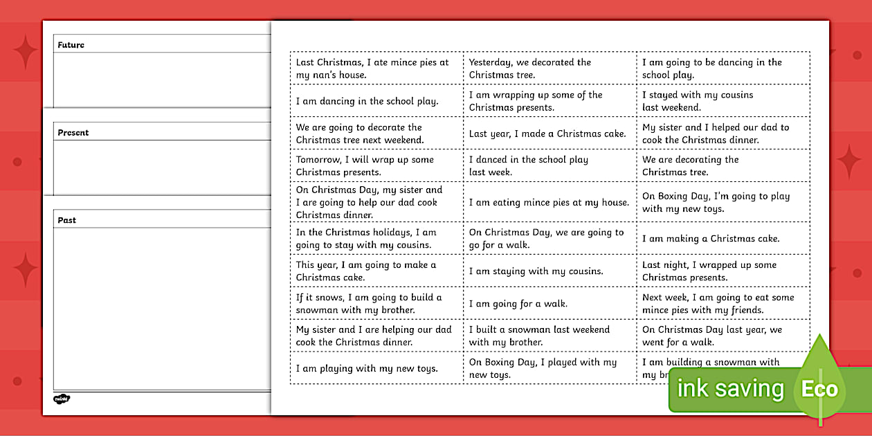 Christmas Verbs (teacher made) - Twinkl