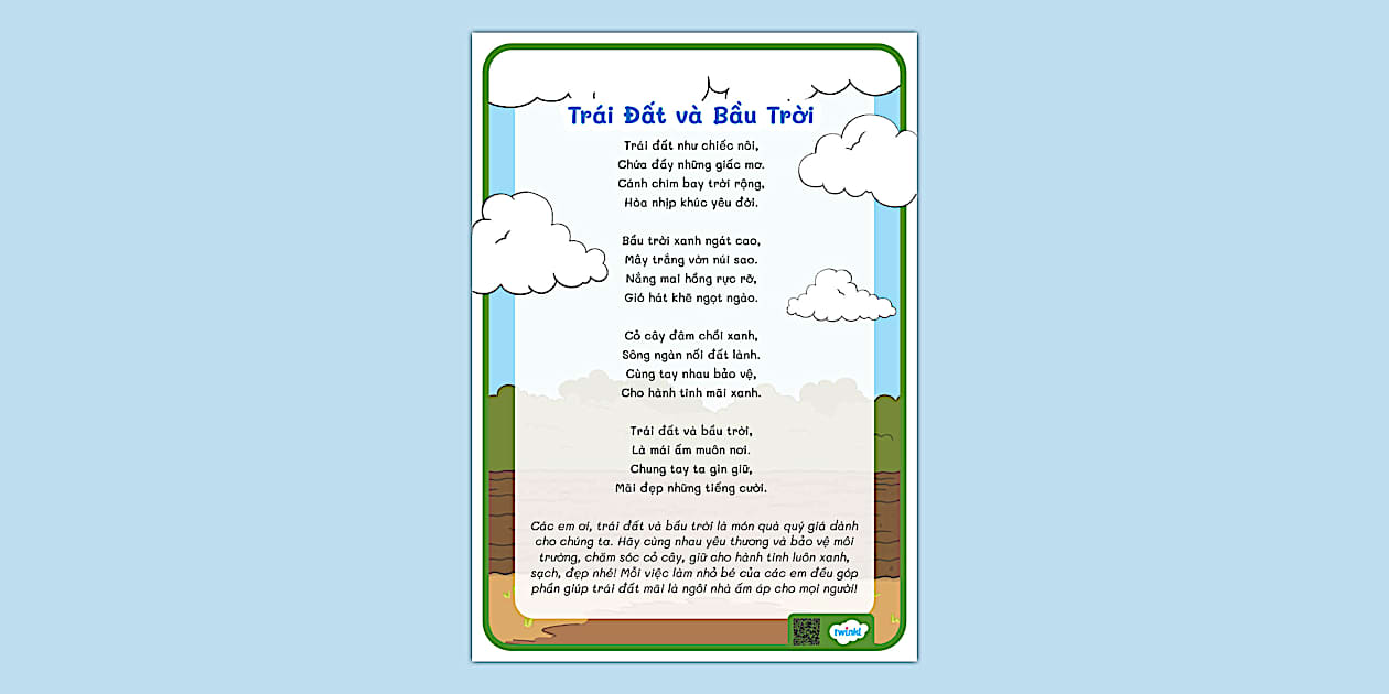 Bài Thơ Về Trái Đất Và Bầu Trời - Twinkl