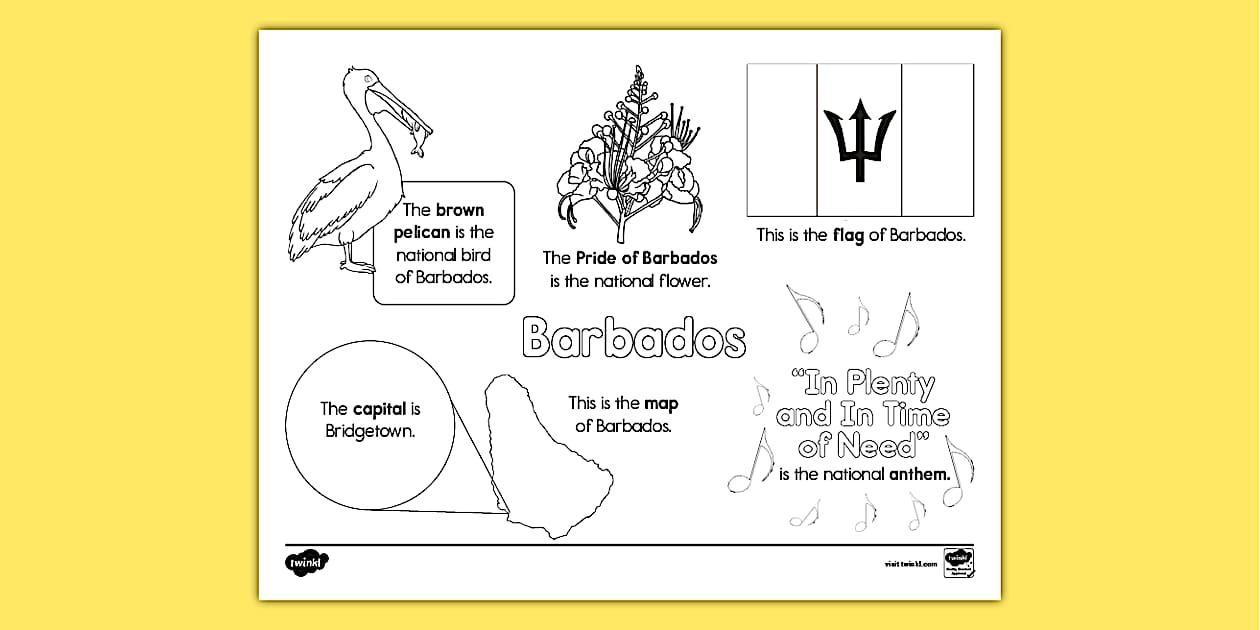 Barbados Facts Coloring Sheet (teacher made) - Twinkl