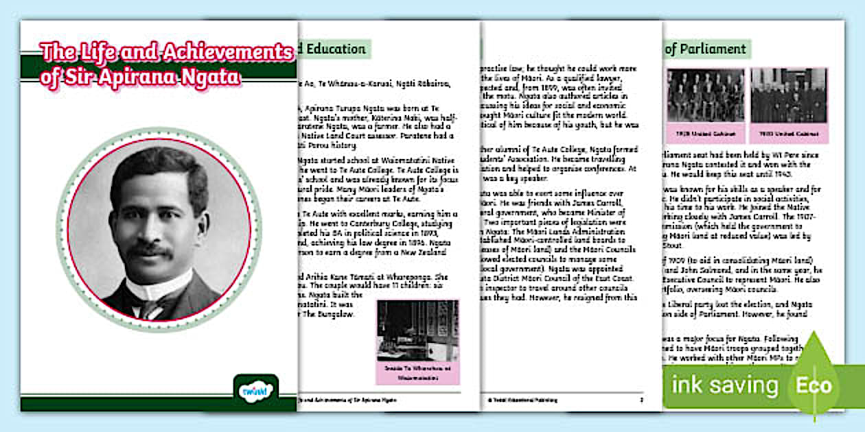 Non-Fiction Text: Life and Achievements of Sir Apirana Ngata