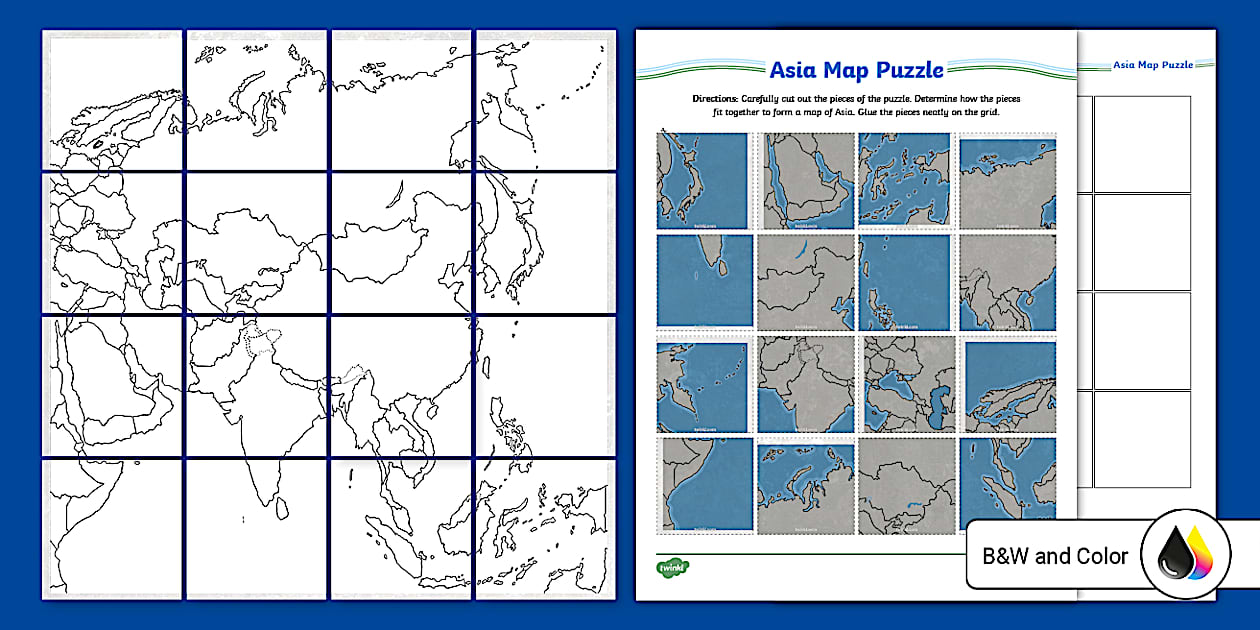 Asia Map Printable Puzzle (teacher made) - Twinkl