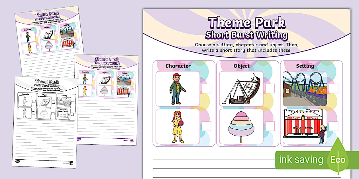 Theme Park Short Burst Writing Template (teacher made)
