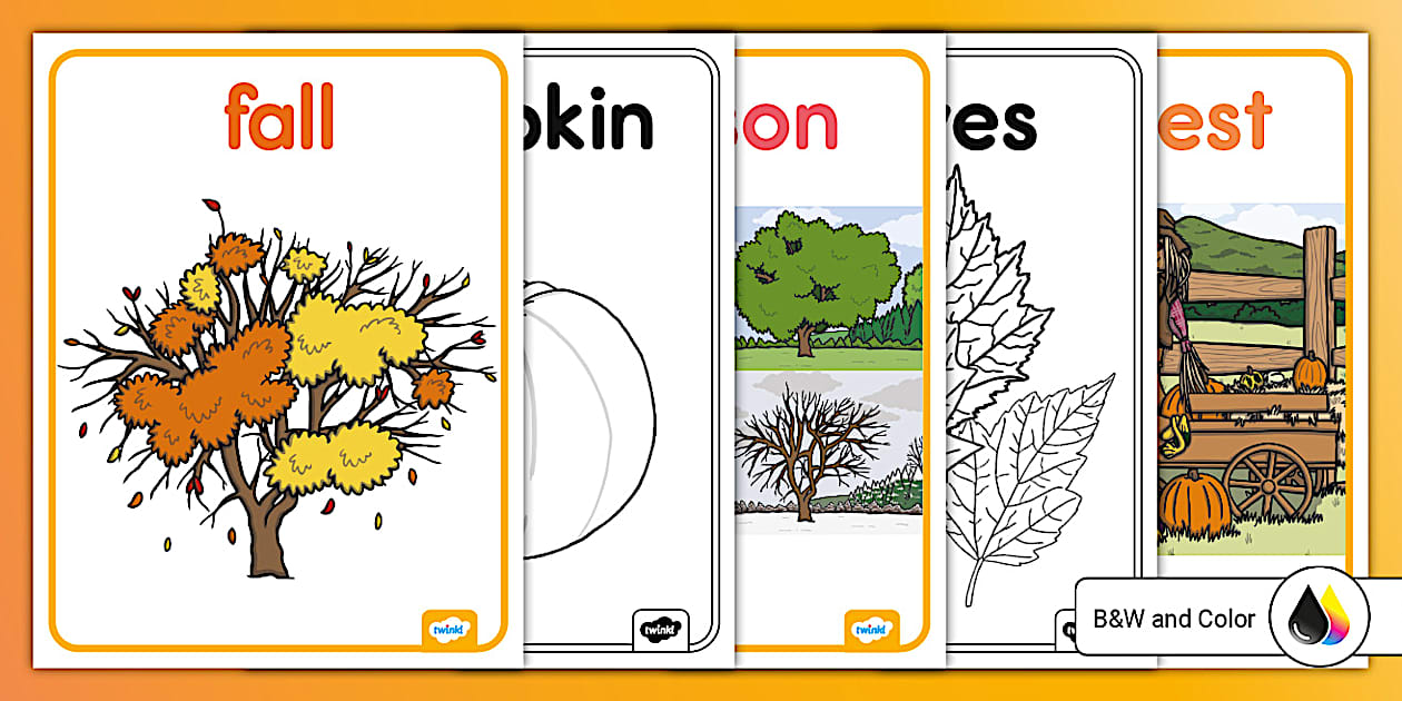 Editable Fall Vocabulary Posters (teacher made) - Twinkl
