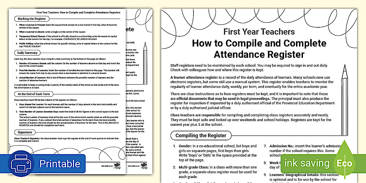 First Year Teachers–Compiling and complete Attendance registers Top Tips
