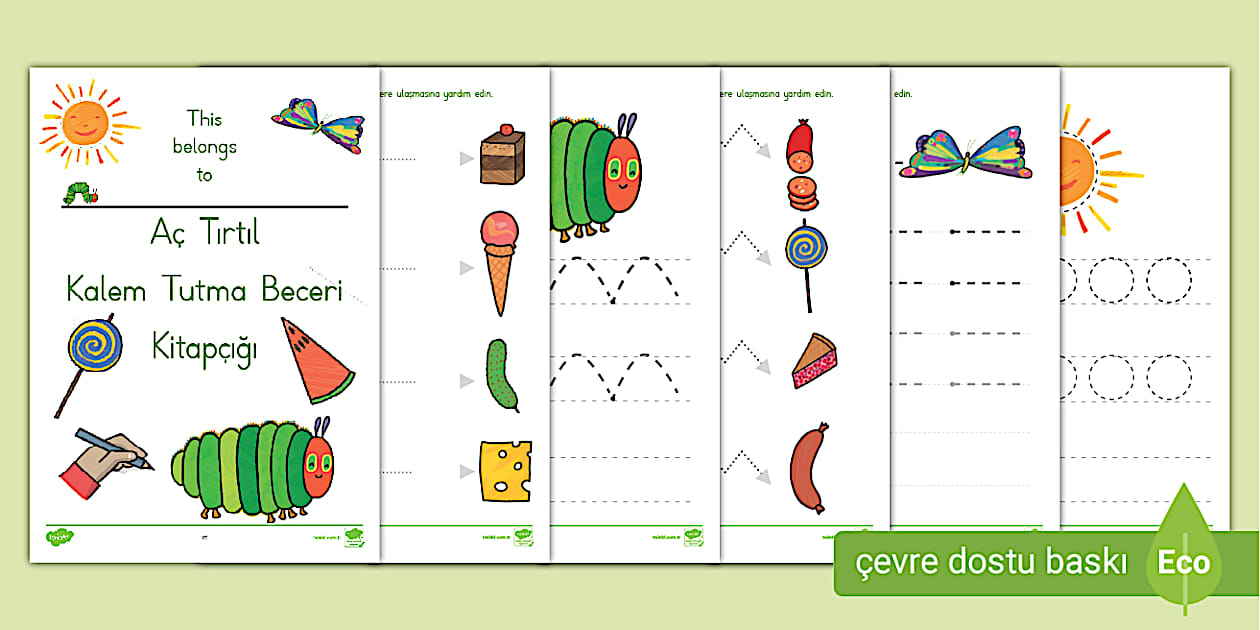 Aç Tırtıl Kalem Tutma Beceri Kitapçığı (Teacher-Made)