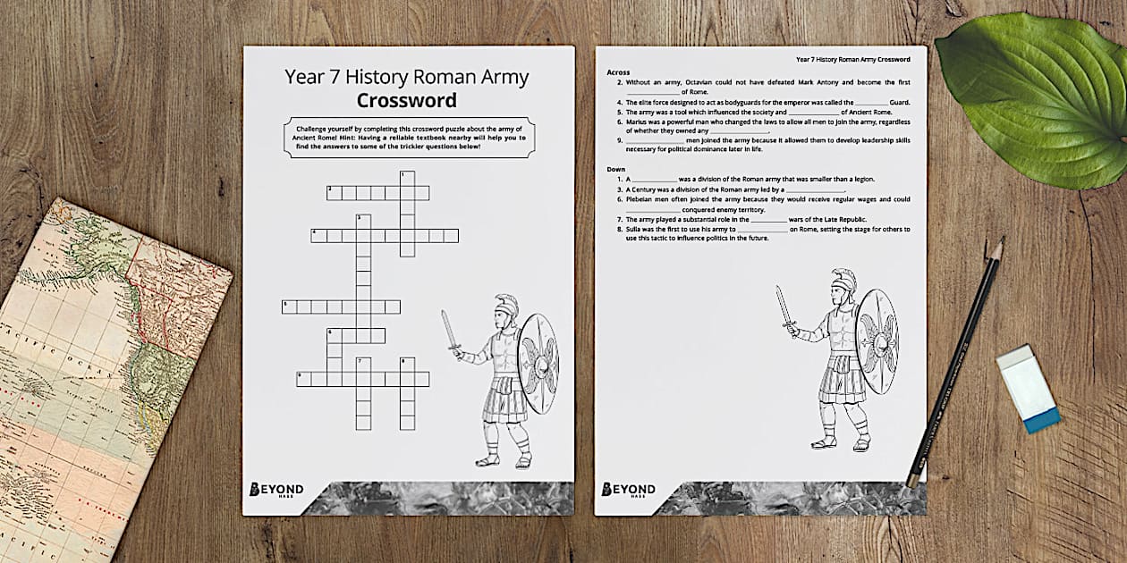 Year 7 History Roman Army Crossword (teacher made) - Twinkl