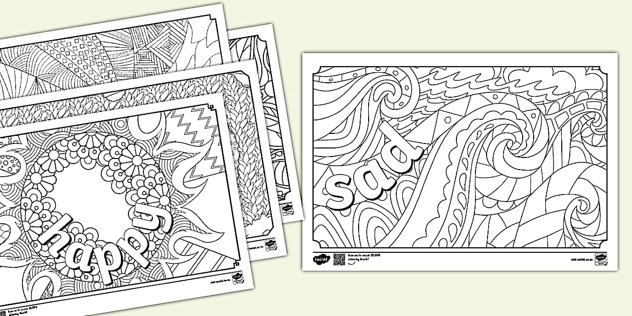Mood Mindfulness Colouring Sheets (Teacher-Made) - Twinkl