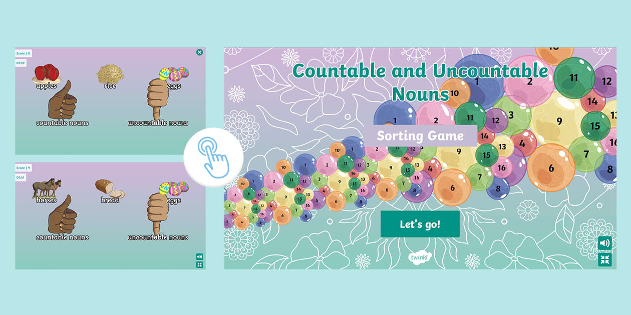 Countable and Uncountable Nouns Interactive Sorting Game