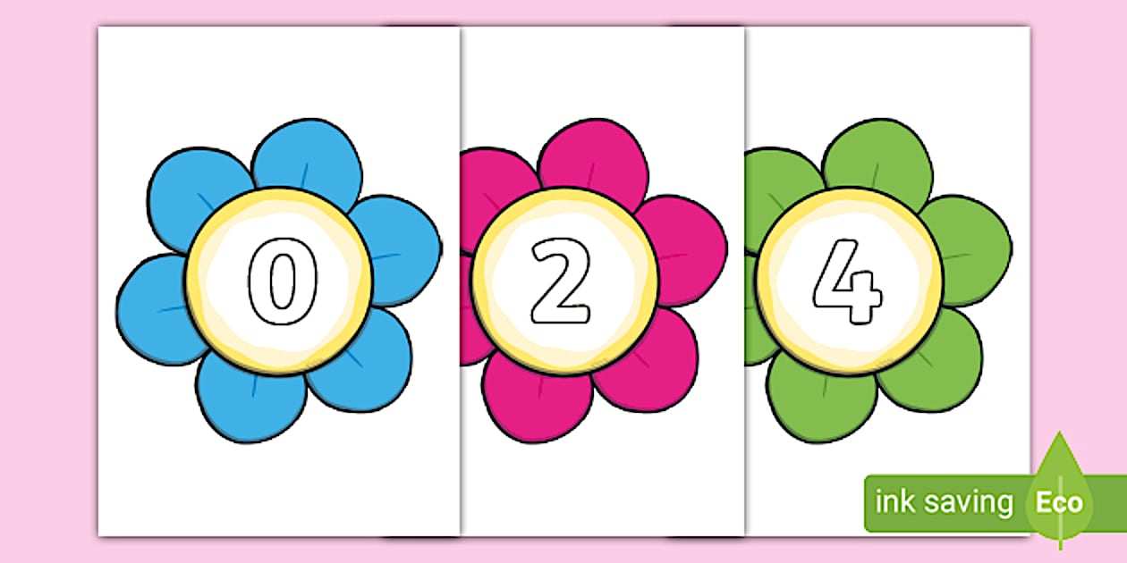 Black and White Counting in 2s on Flowers Cut-Outs - Twinkl