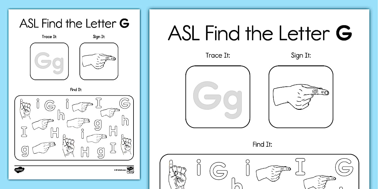 ASL Find the Letter G Worksheet (teacher made) - Twinkl