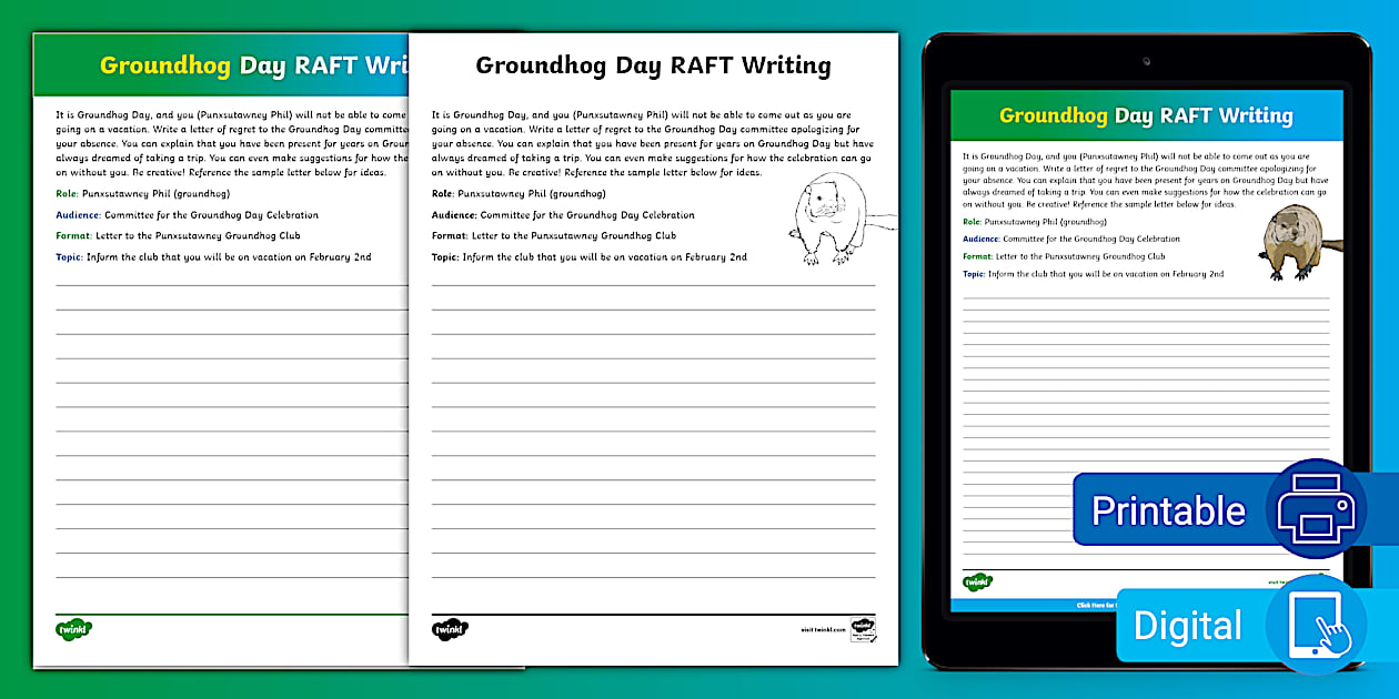 Groundhog Day RAFT Writing Activity and Mentor Text | Twinkl