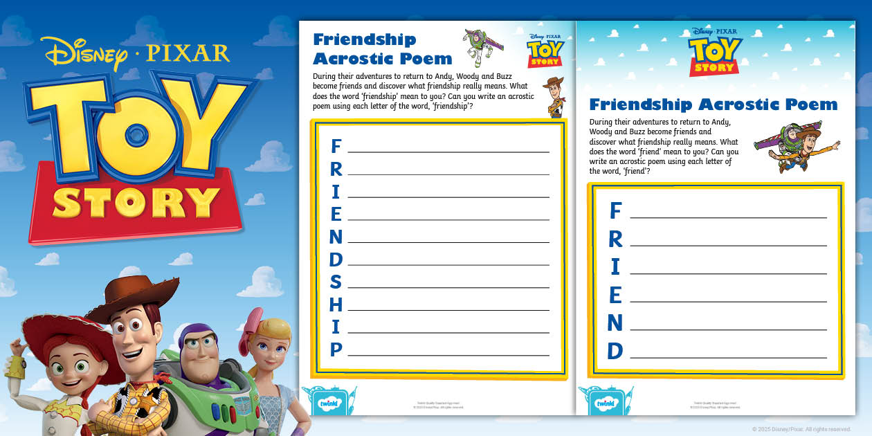 Friendship Acrostic Poem Pack - Disney Pixar Toy Story