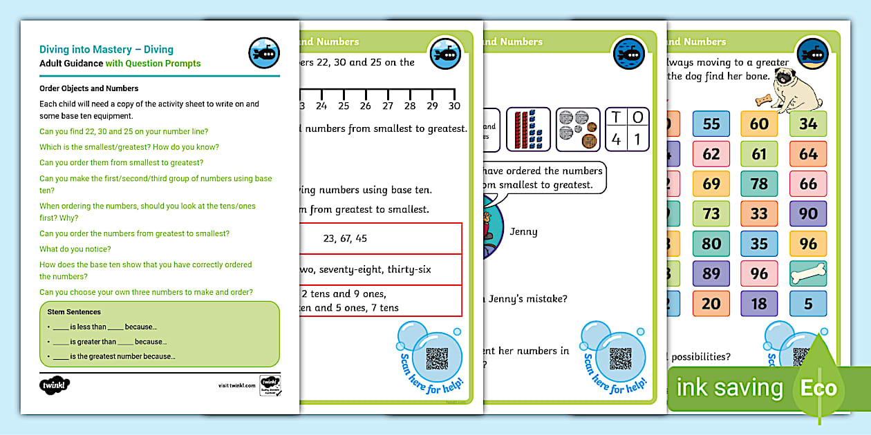 👉 Year 2 DIM: Step 14 Order Objects and Numbers Activity Cards