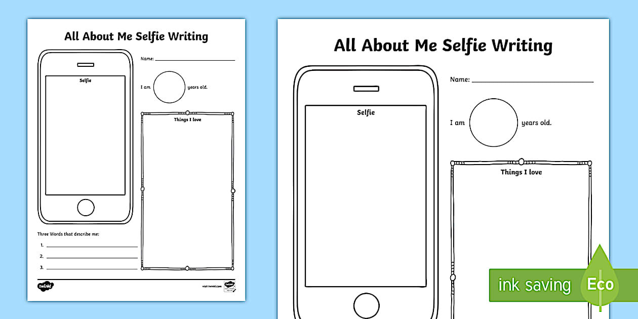 Editable All About Me Selfie Writing Worksheet - Twinkl