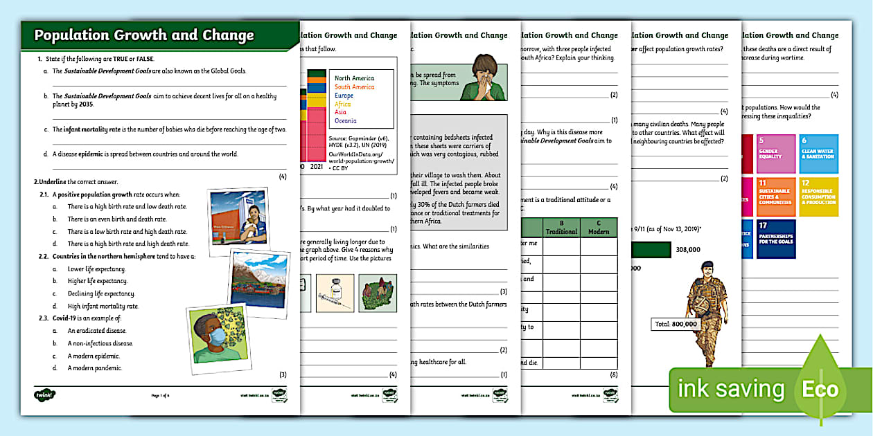 Population Growth Rate Worksheet Grade 7 - Twinkl