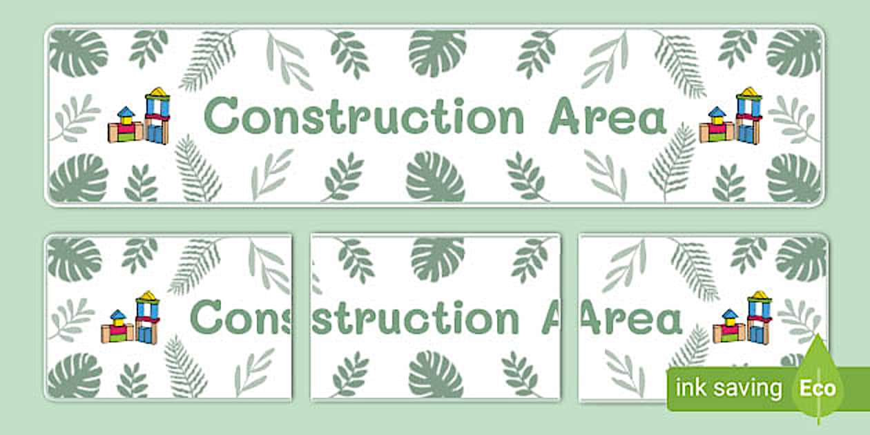 Botanical-Themed Construction Area Display Banner | Twinkl