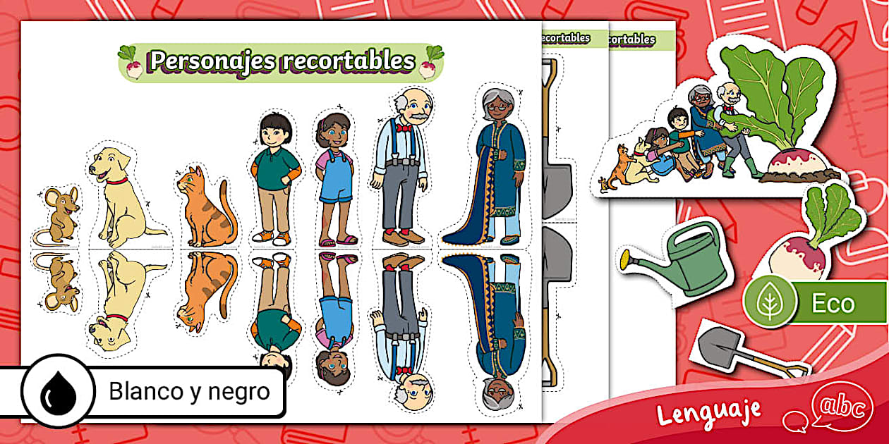 Recortables Personajes rábano gigante (teacher made)